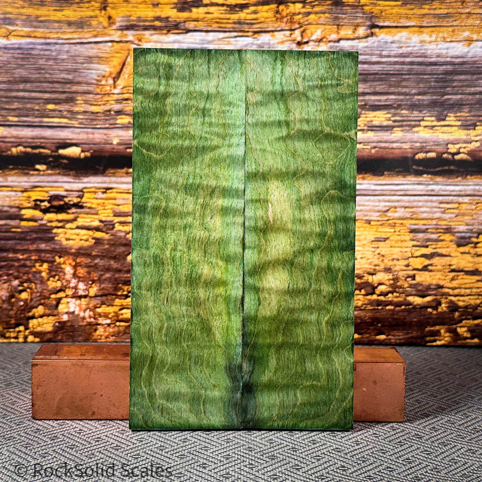 #2351 - Green and Yellow Double Dyed Curly Maple - RockSolid Scales ...